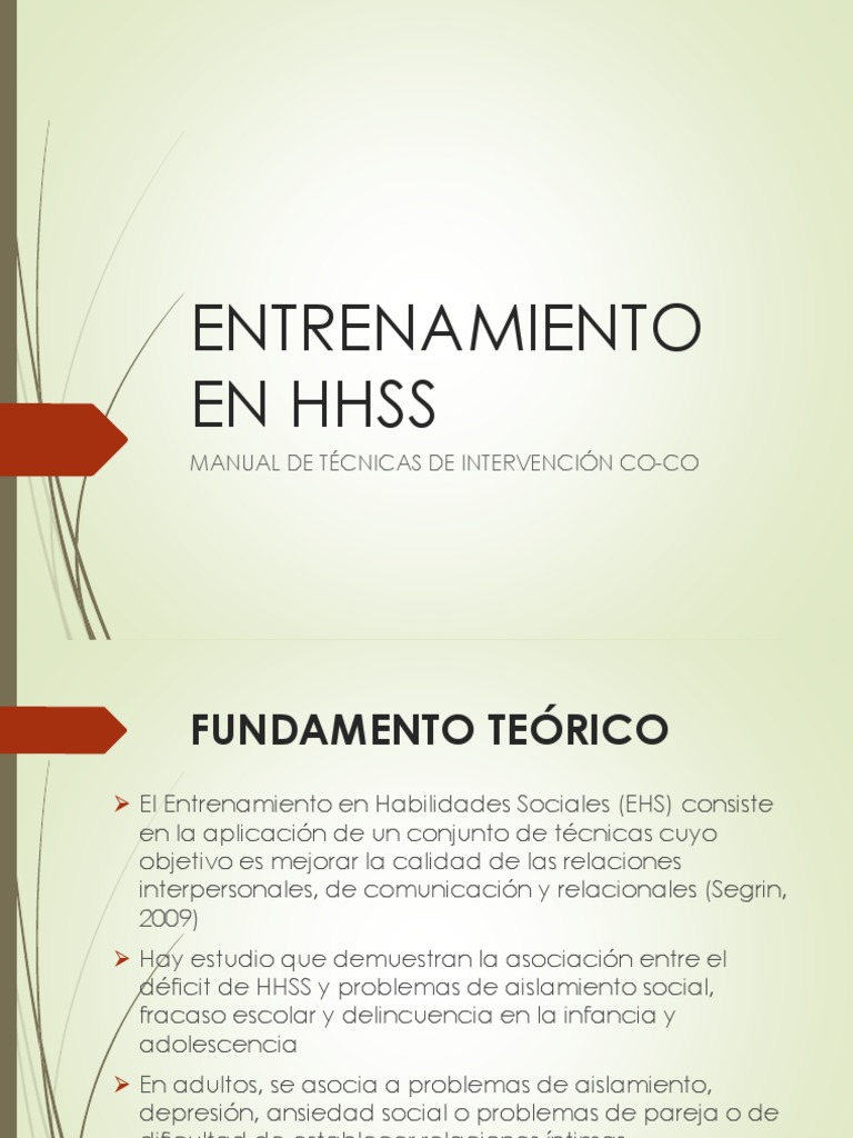 Entrenamiento en HHSS 2 | PDF | Habilidades sociales | Comportamiento