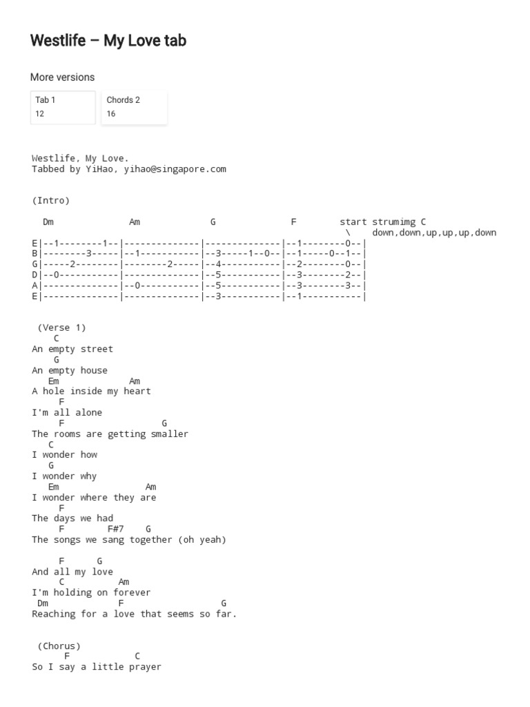 My Love Chords | PDF | Song Structure | Singles (Music)