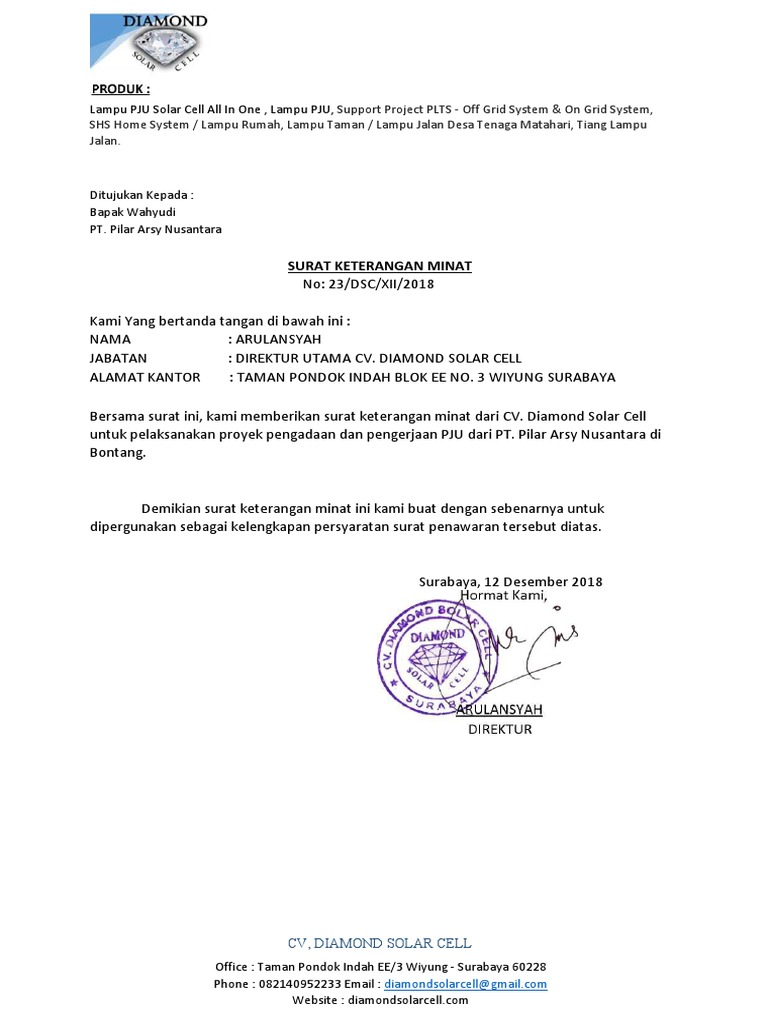 Contoh Surat Minat | PDF