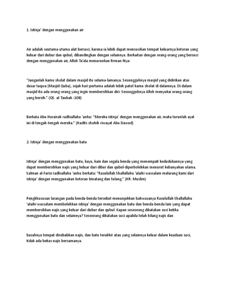 Panduan Istinja dalam Islam | PDF