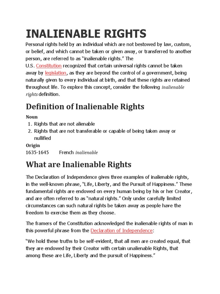 Inalienable Rights | PDF | Life | Applied Ethics