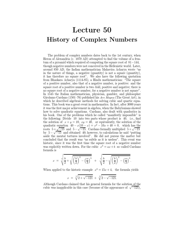 History Complex Analysis | PDF | Complex Number | Numbers