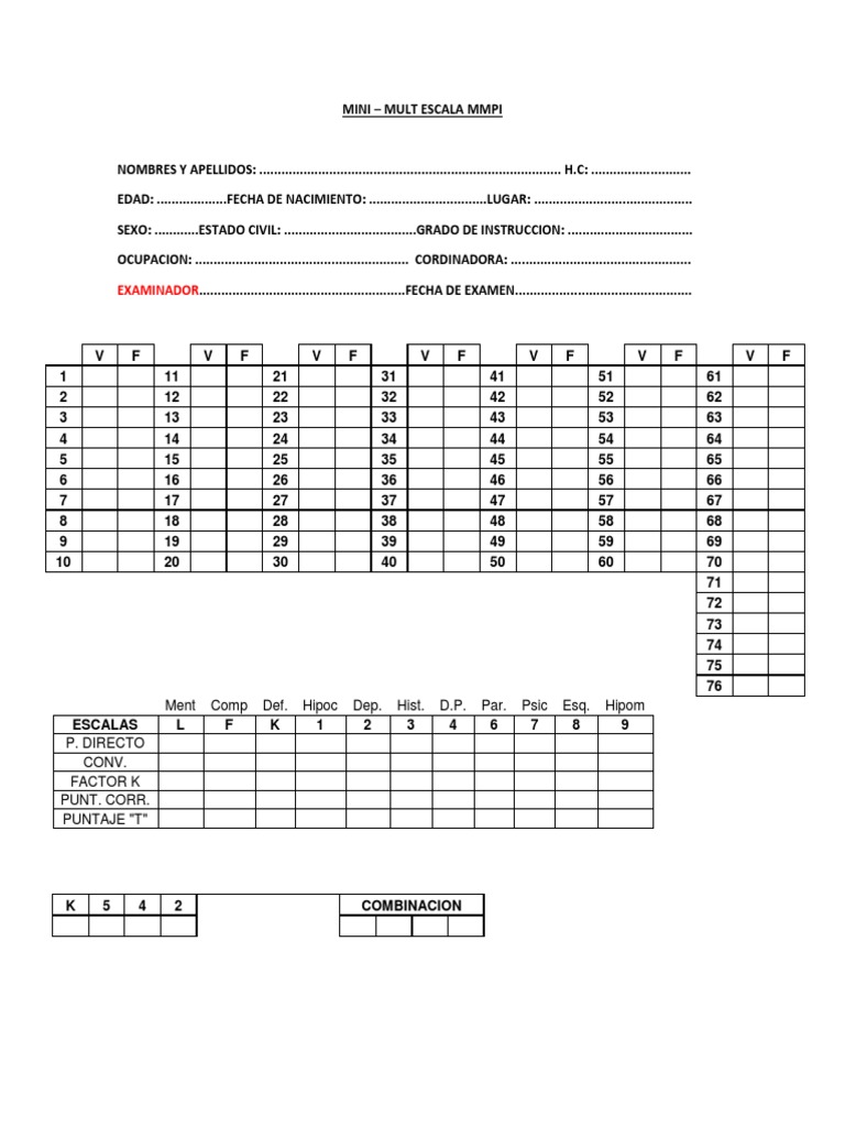 Mini-MMPI: Evaluación psicológica breve | PDF | Deportes | Violencia