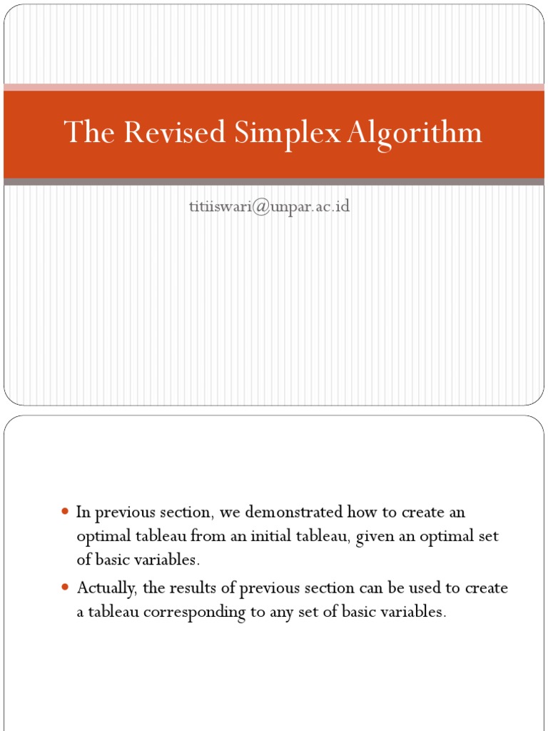 The Revised Simplex Algorithm Pdf Pdf Applied Mathematics Numerical Analysis