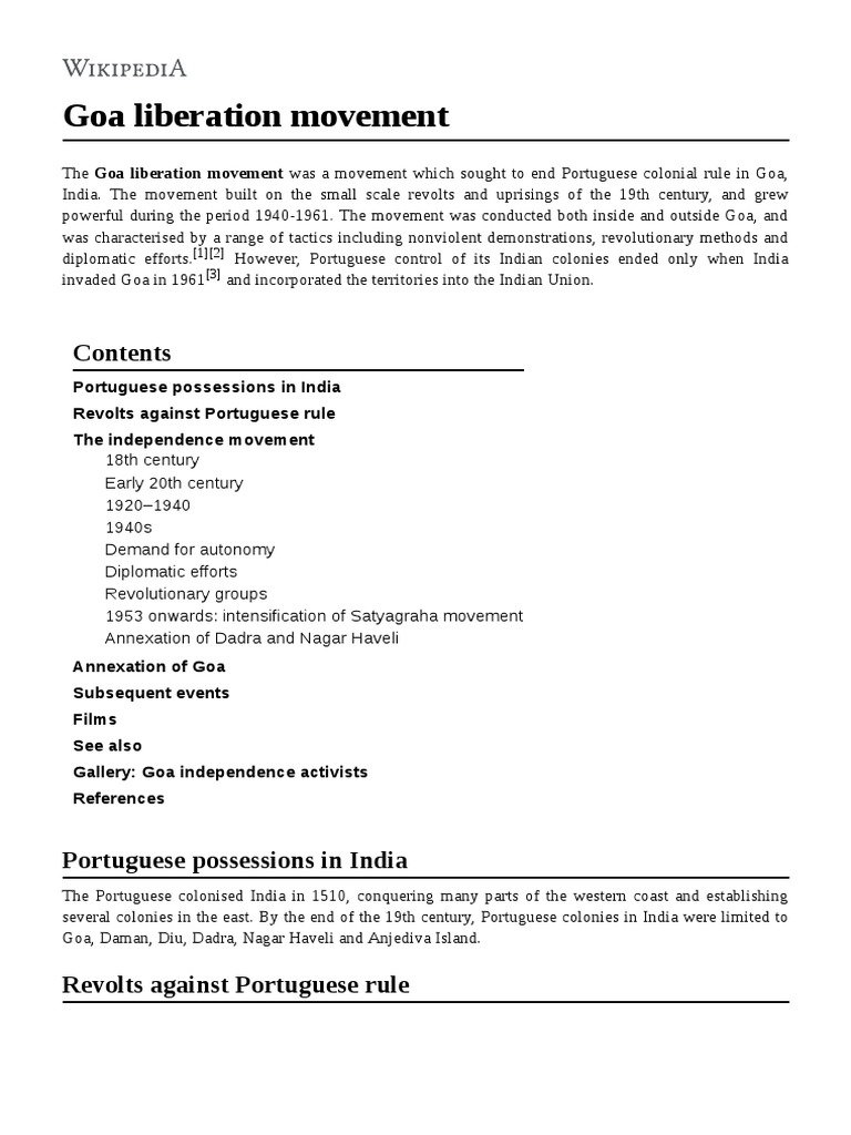 Goa Liberation Movement | PDF