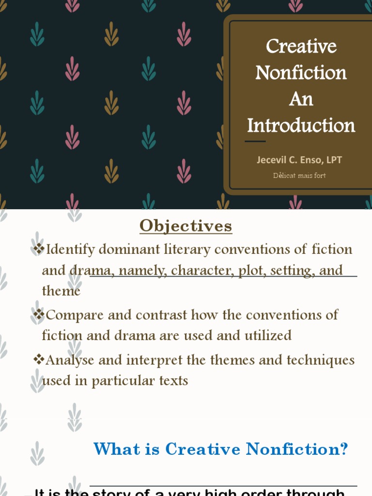 Lesson 1 | PDF | Creative Nonfiction | Plot (Narrative)