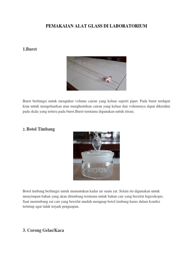 Pemakaian Alat Glass Di Laboratorium | PDF