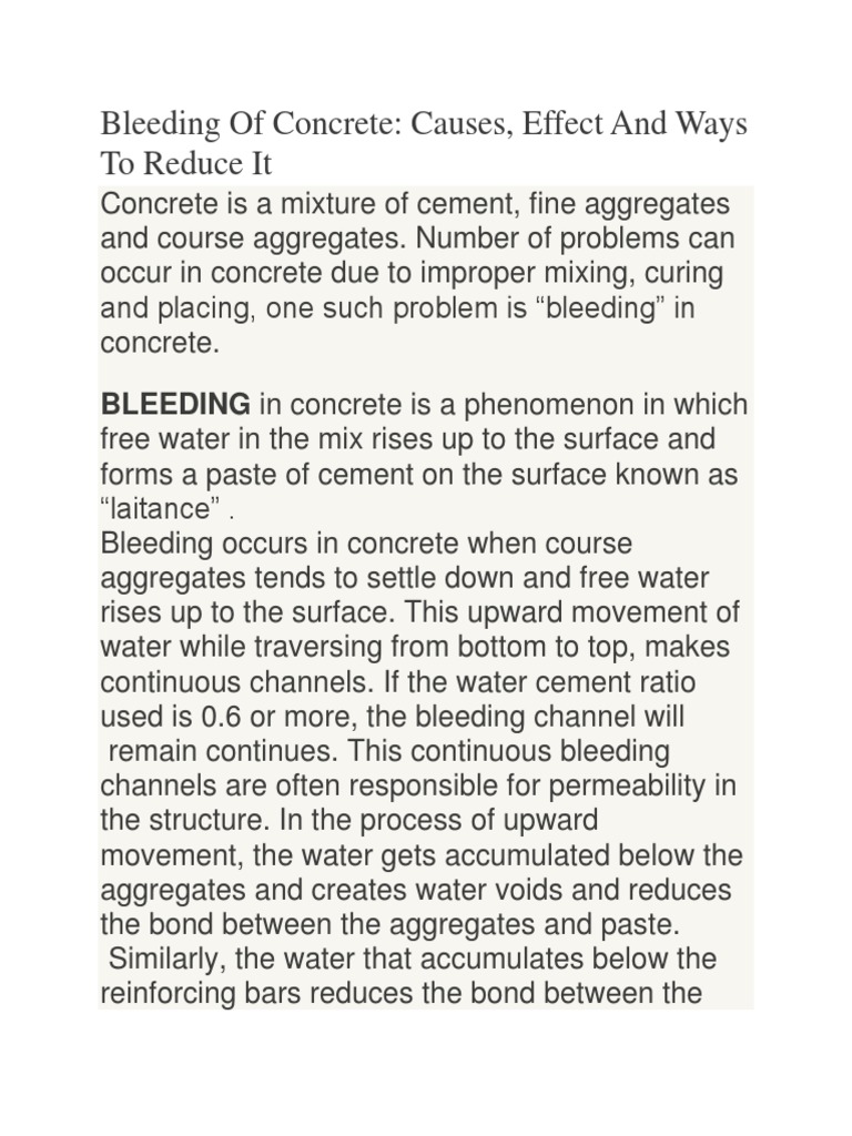 Bleeding of Concrete | PDF | Concrete | Materials