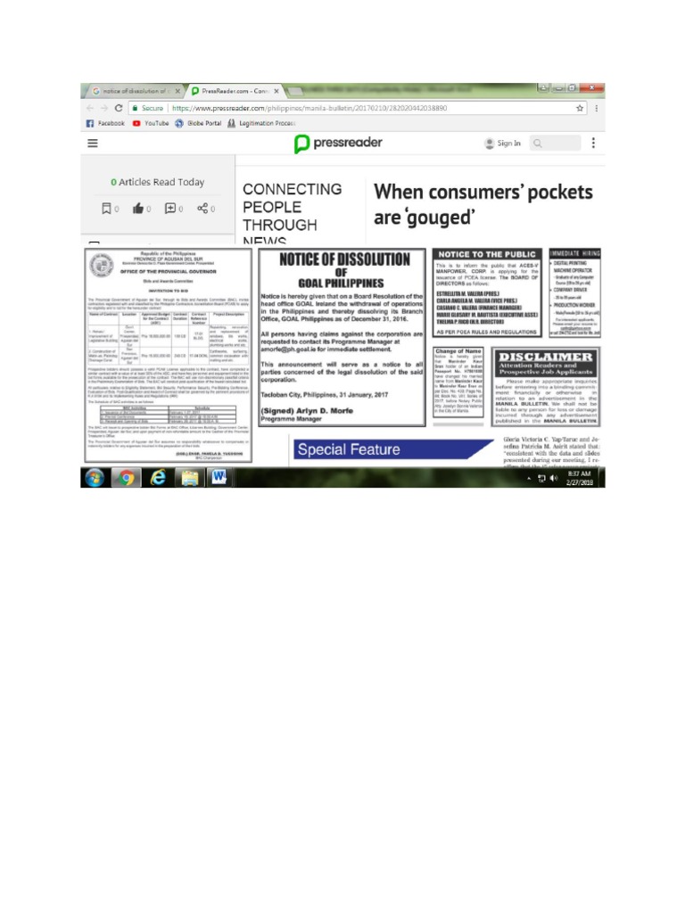 Notice of Dissolution Publication Sample | PDF