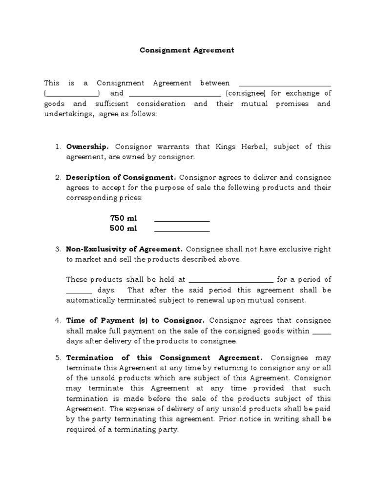 Consignment Agreement | PDF