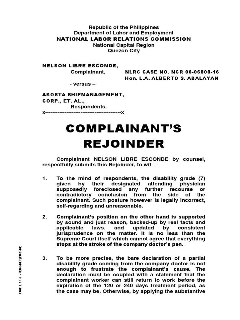 Rejoinder | Download Free PDF | Disability | Employment