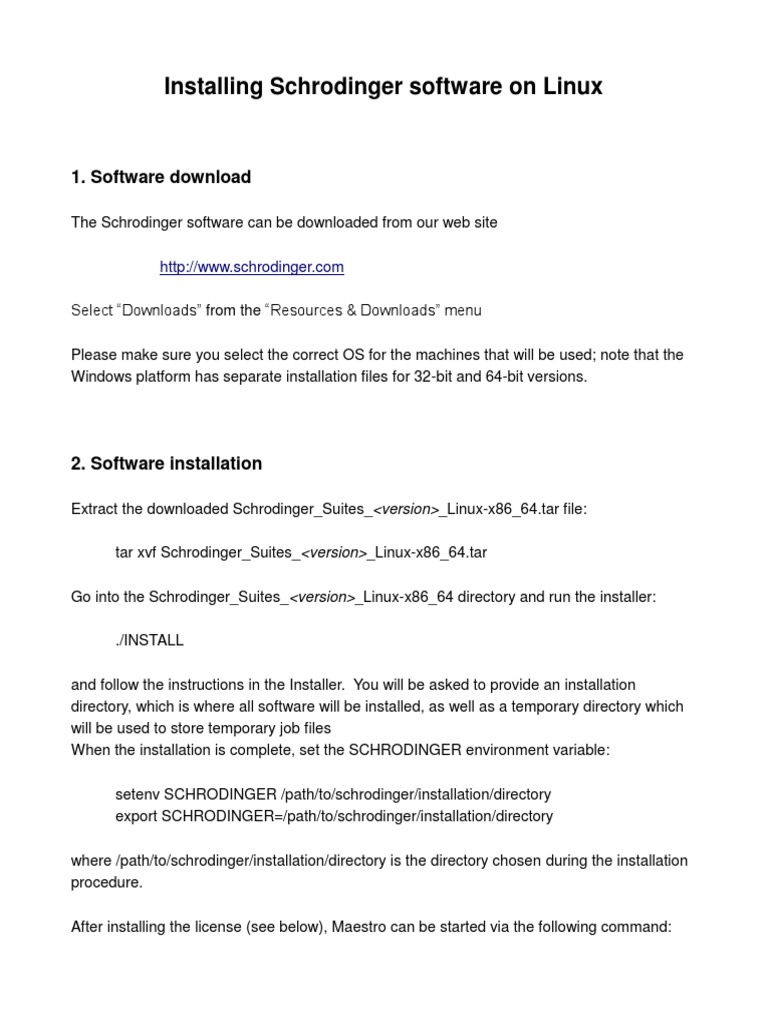 SchrodingerWorkshopInstallation Linux | PDF | Proxy Server | Installation (Computer Programs)