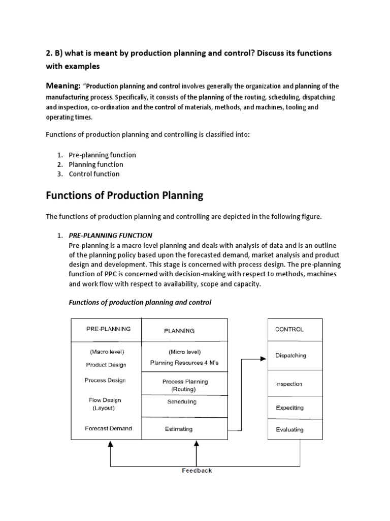 Functions of Production Planning & Control | PDF | Planning | Time