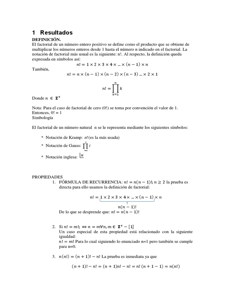 Factorial | PDF | Enseñanza de matemática | Análisis matemático