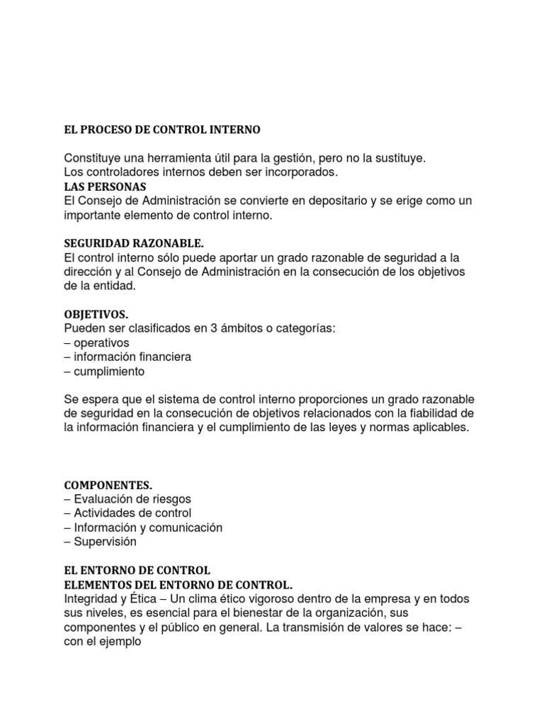 El Proceso de Control Interno | PDF | Auditoría | Business