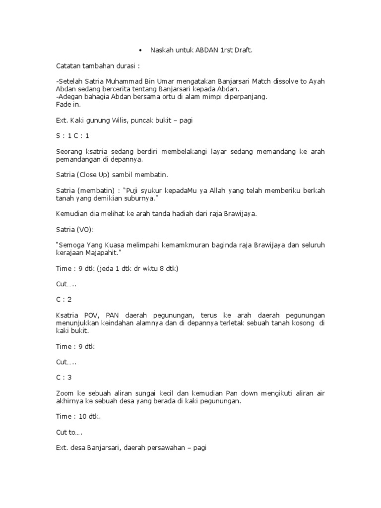 Contoh Script (Naskah) Abdan | PDF