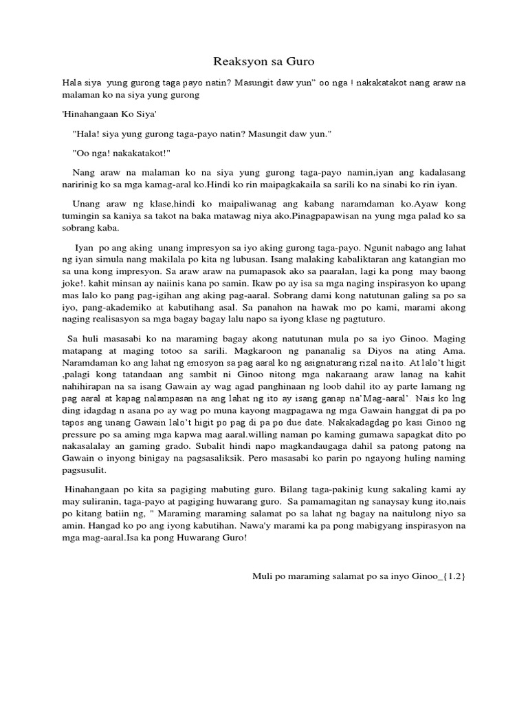 Sanaysay Tungkol Sa Isang Guro - Huxley Sanaysay