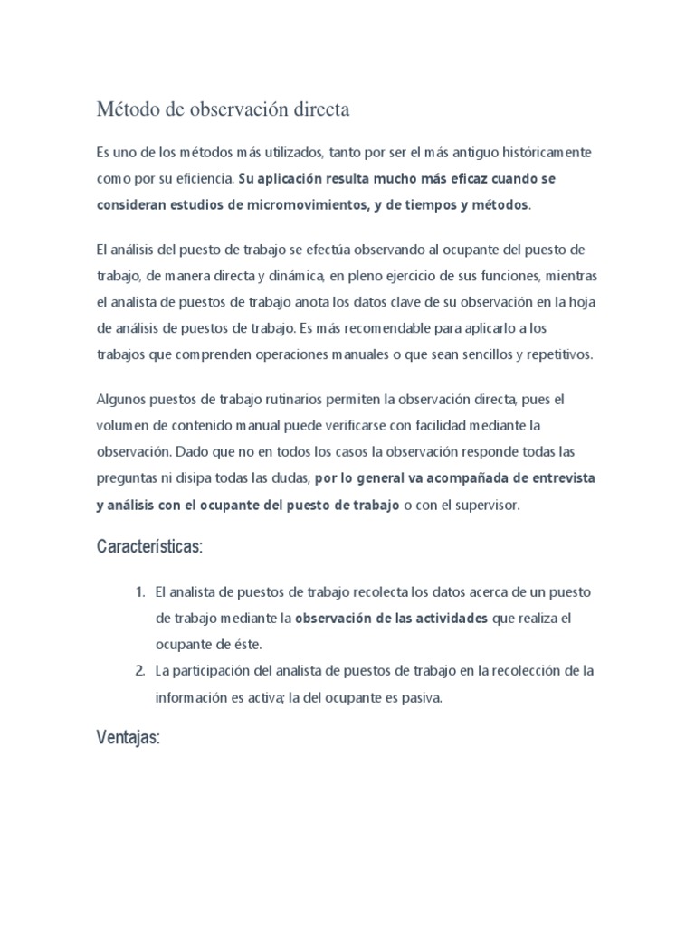 Método de Observación Directa | PDF