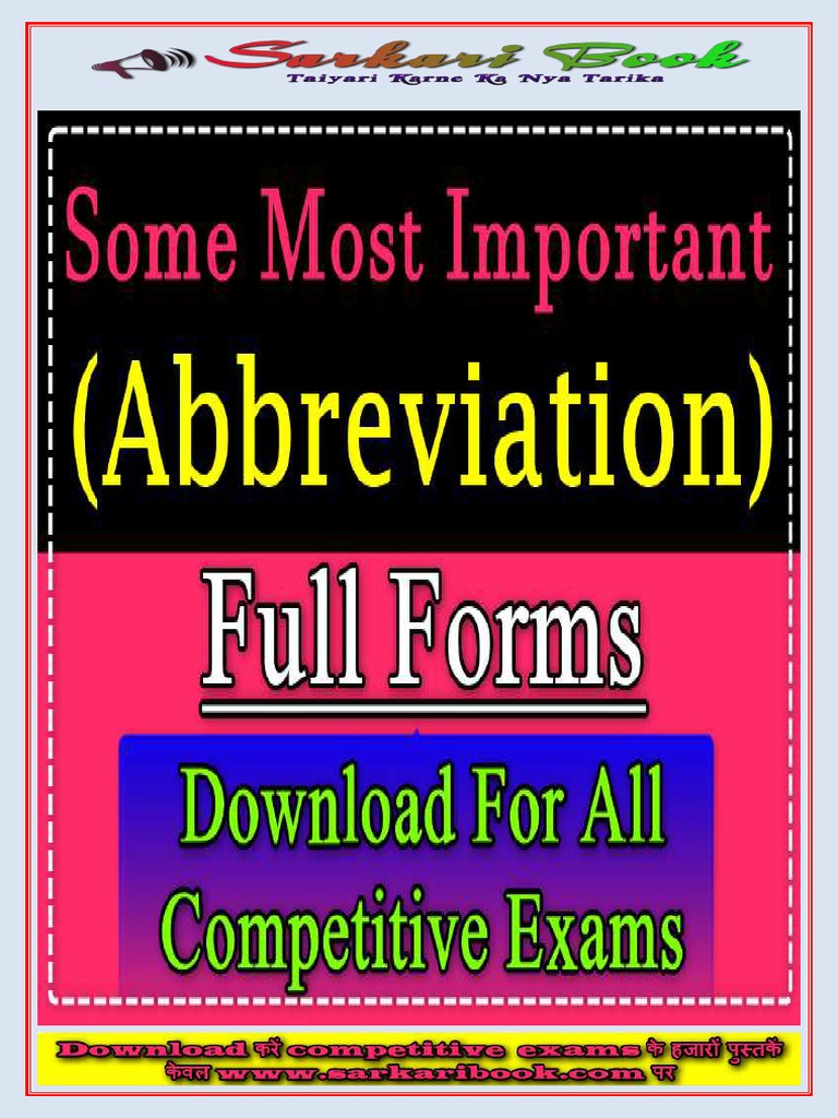 Some Most Important Abbreviation Full Form For Competitive Exams ...