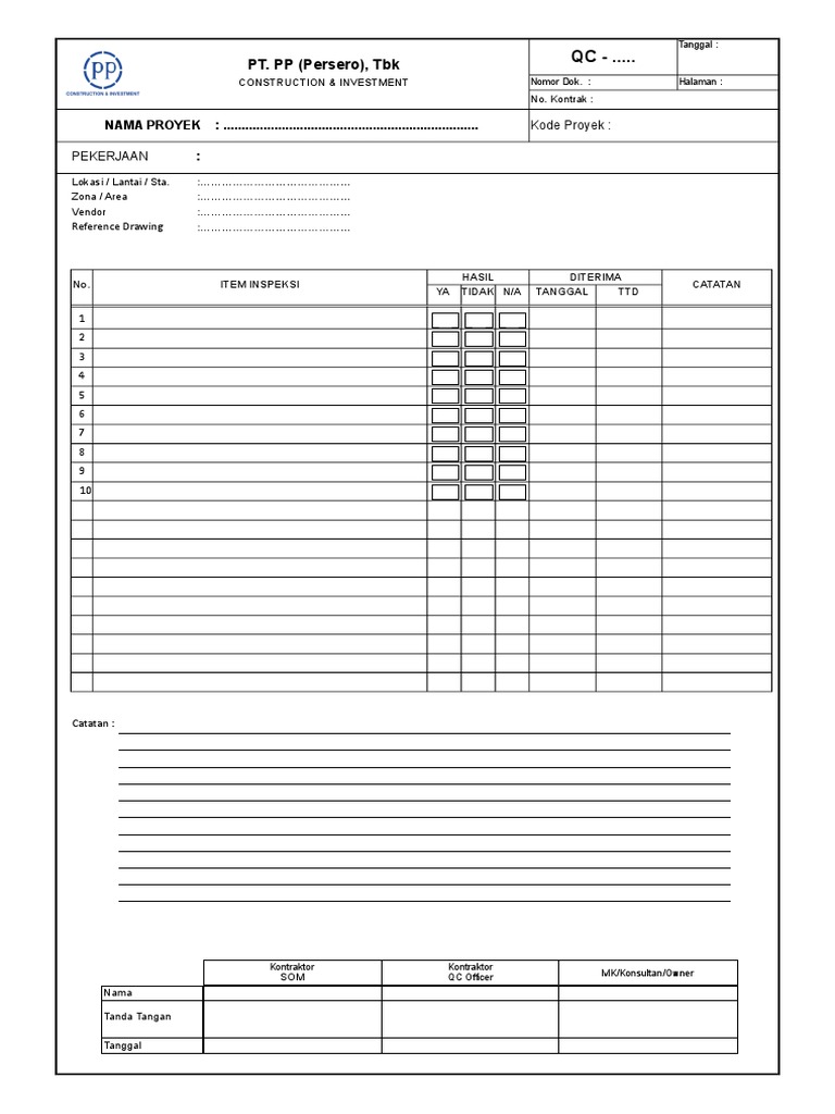 Contoh Checklist | PDF