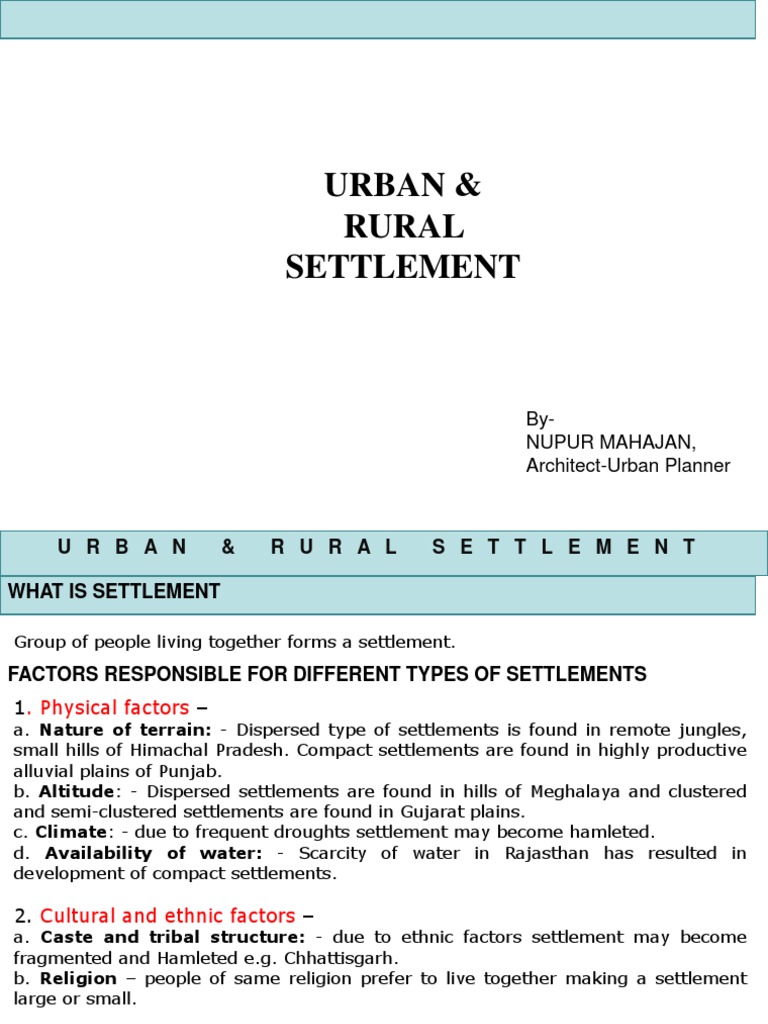 Urban and Rural Settlement Overview | PDF | Metropolitan Area | Village