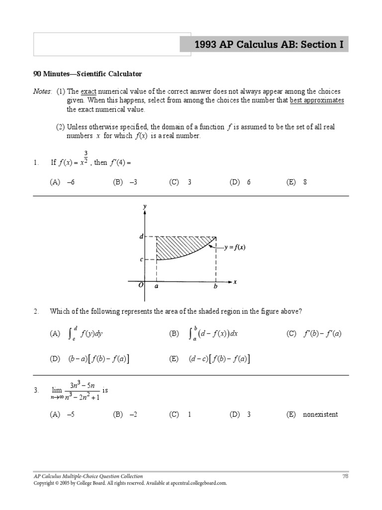 1993 AP Calc | PDF | Derivative | Acceleration