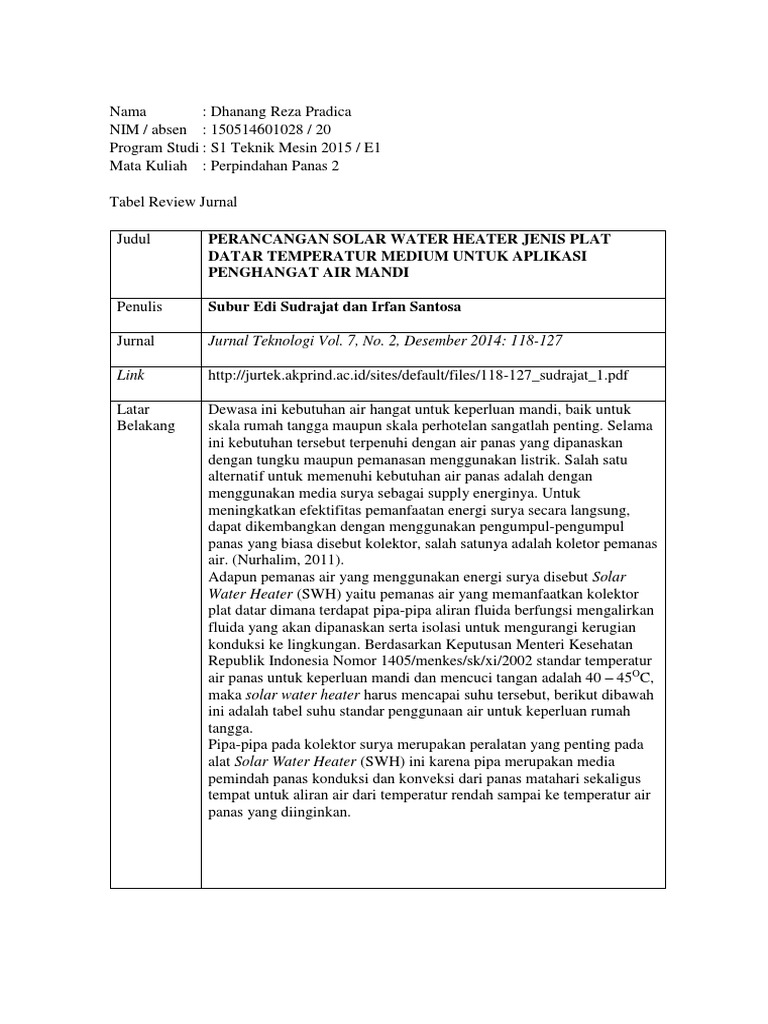 Tabel Review Jurnal | PDF