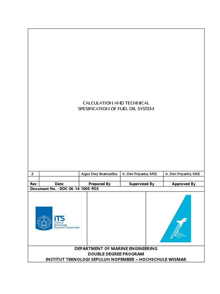 Calculation And Technical Spesification Pdf Pdf Fuel Oil Pipe