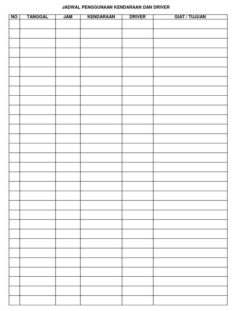 Jadwal Penggunaan Kendaraan Dan Driver | PDF