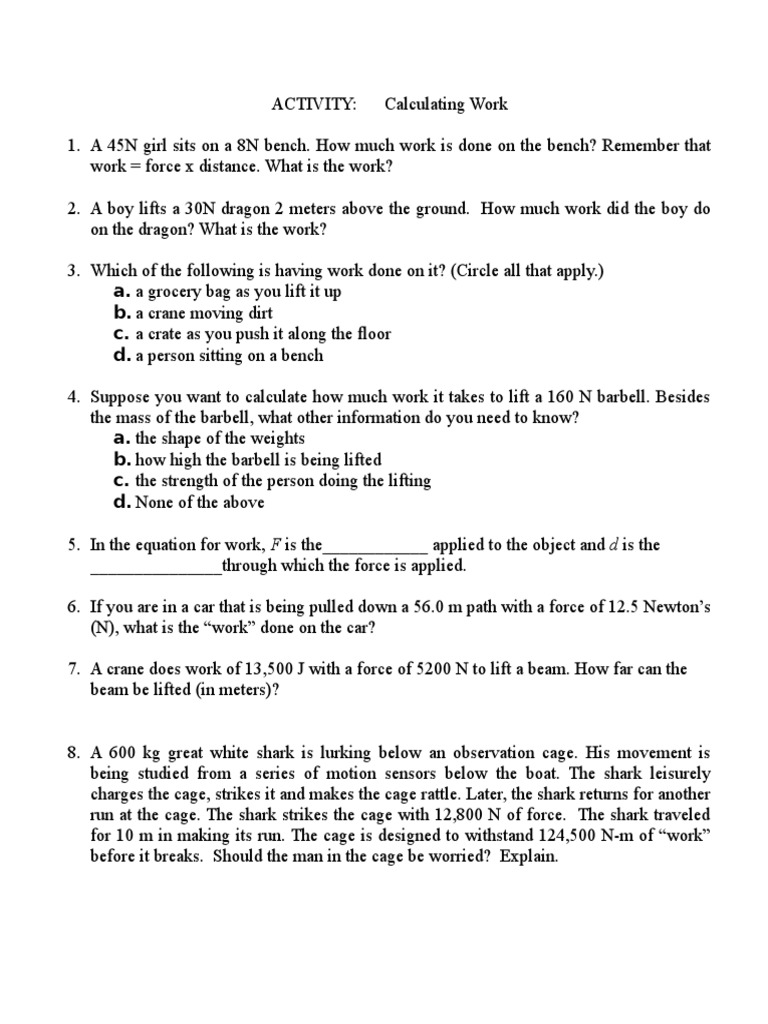 Calculating Work Activities | PDF