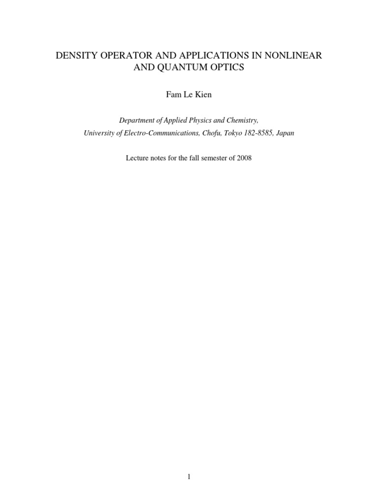 Density Operator in Quantum Optics | PDF | Algebra | Linear Algebra