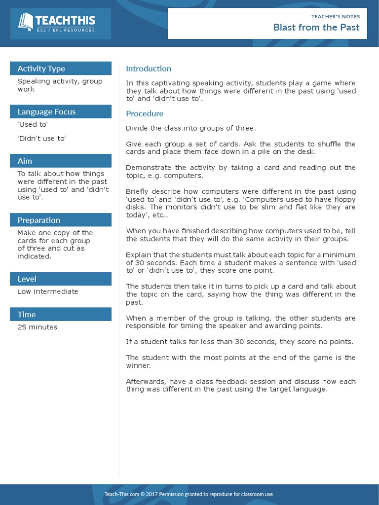 Blast From The Past | PDF | English As A Second Or Foreign Language ...