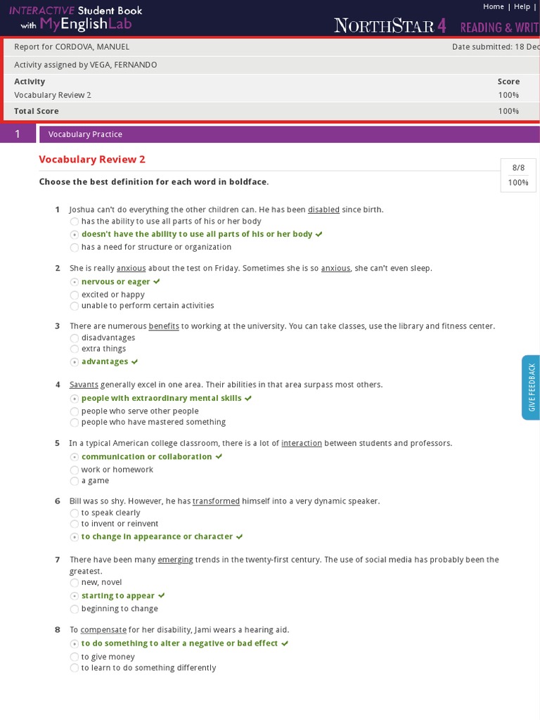 Vocabulary Review 2 - Mode: Report - Unit 1 Genius: Nature or Nurture ...