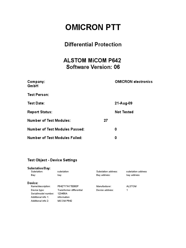 Alstom P642 | PDF | Electrical Substation | Computer Hardware