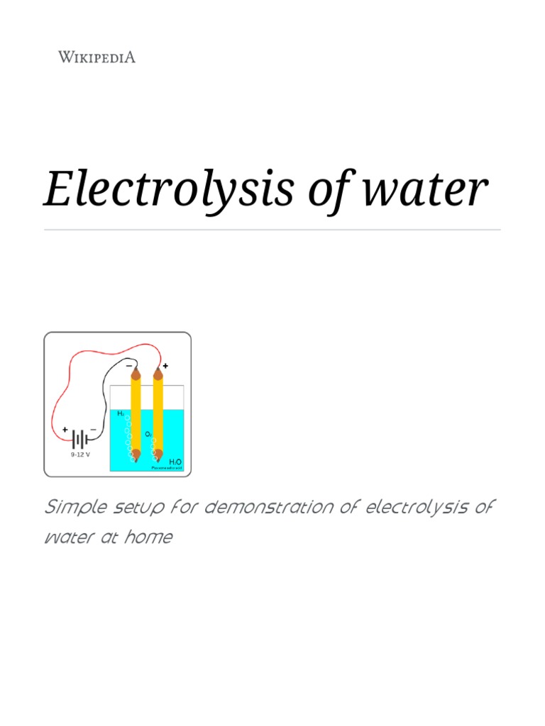 Home Electrolysis of Water Setup | PDF | Electrolyte | Electrochemistry