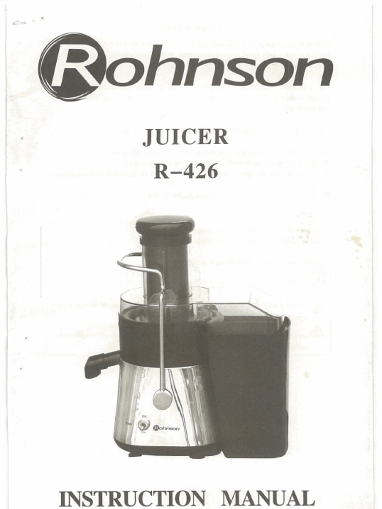 Manual de Utilizare Rohnson Juicer | PDF