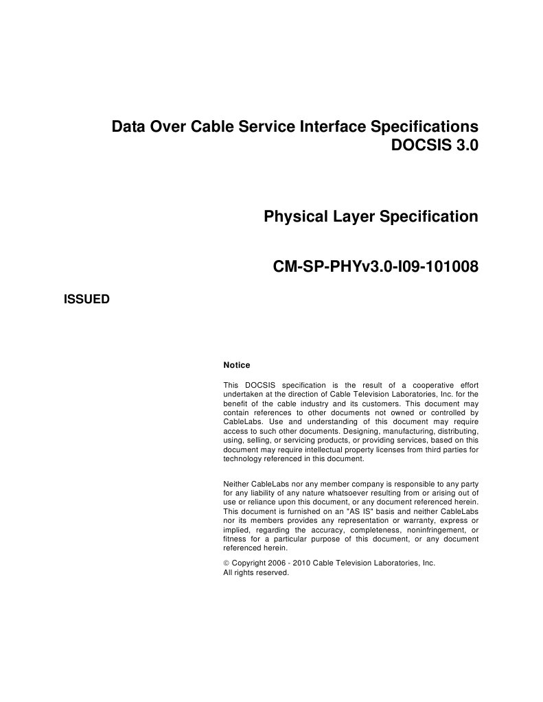 Data Over Cable Service Interface Specifications Docsis 3.0: Issued | PDF | Technology & Engineering