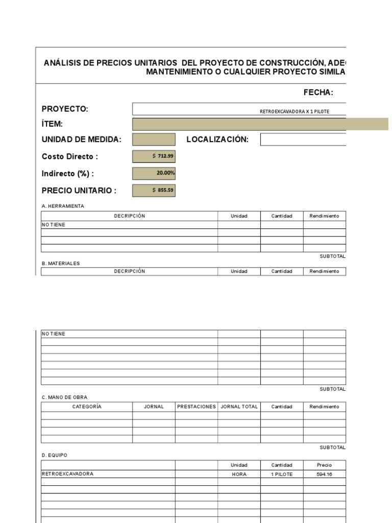 Formato PU | PDF | Microsoft Excel | Microsoft