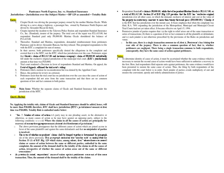 Pantranco North Express, Inc. vs. Standard Insurance | PDF | Complaint ...