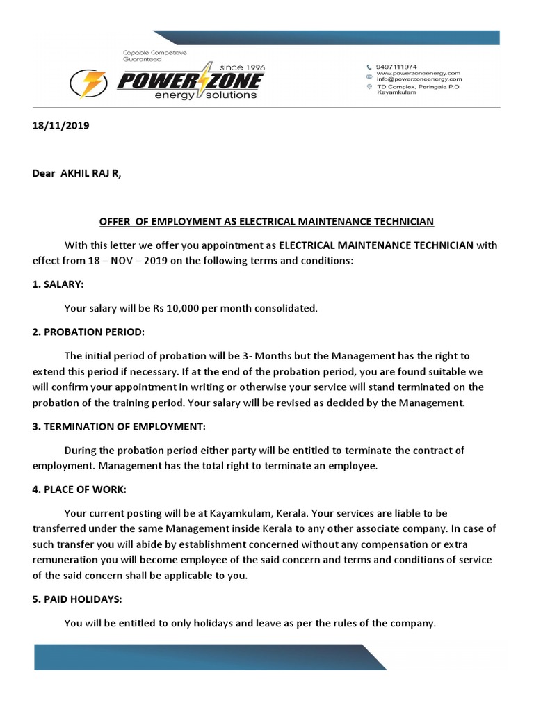 Offer Letter by Vishnu | Download Free PDF | Employment | Identity Document