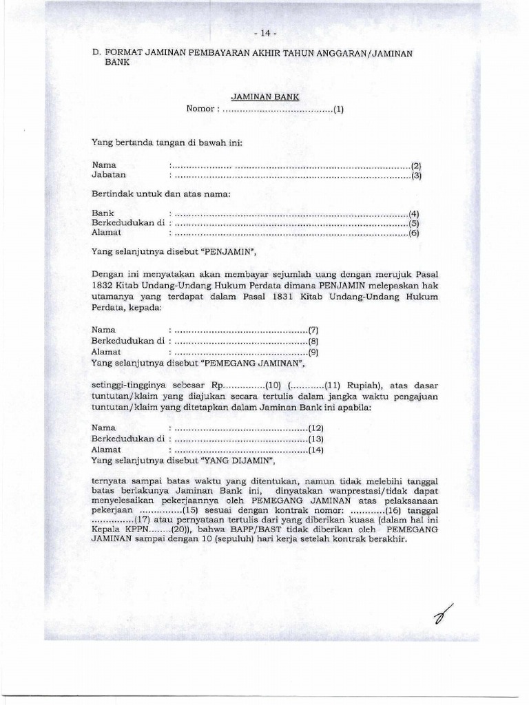 Format Jaminan Bank Dan Surat Kesanggupan | PDF
