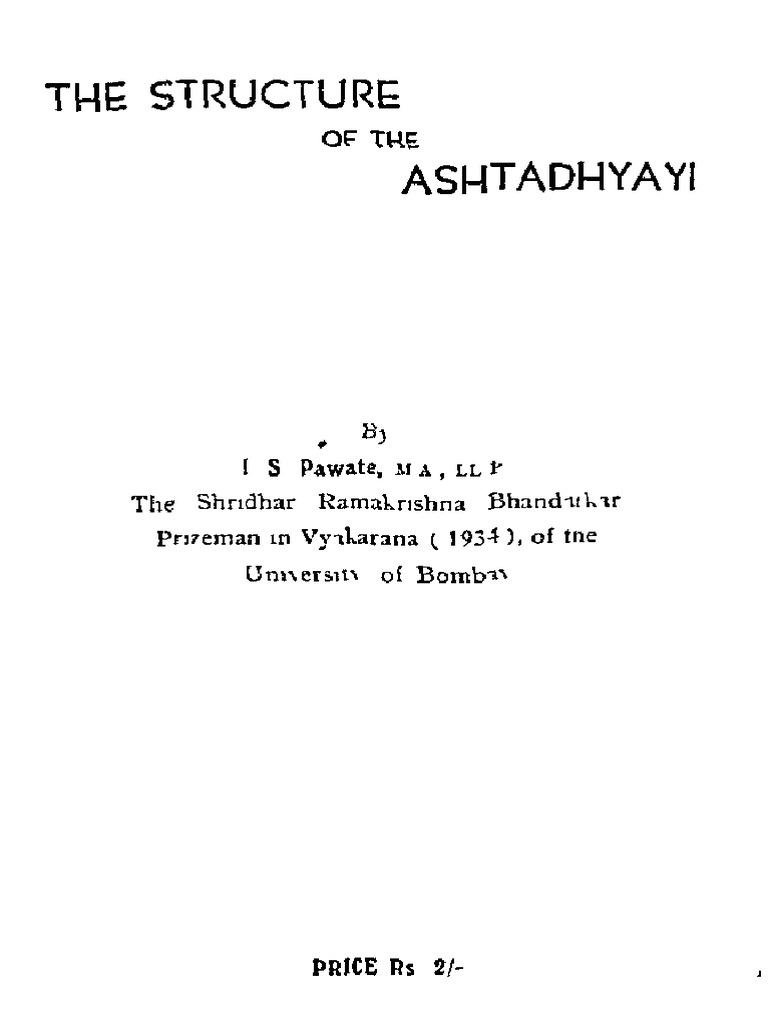 Structure of Ashtadhyayi | PDF