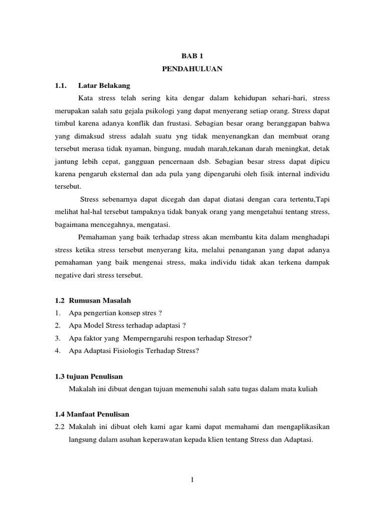 Makalah Konsep Stress Dan Adaptasi | PDF | Sains & Matematika