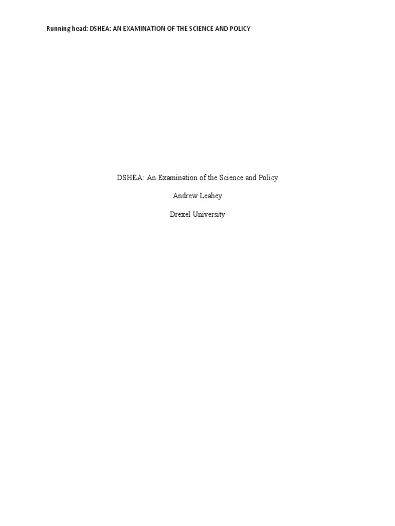 DSHEA: Science and Policy Analysis | PDF | Dietary Supplements | Vitamin D
