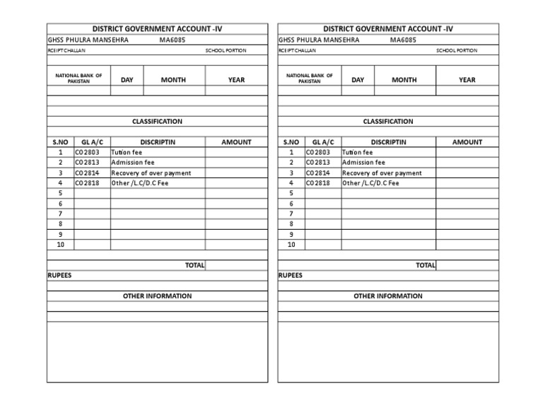 School Fee Challan Format | PDF