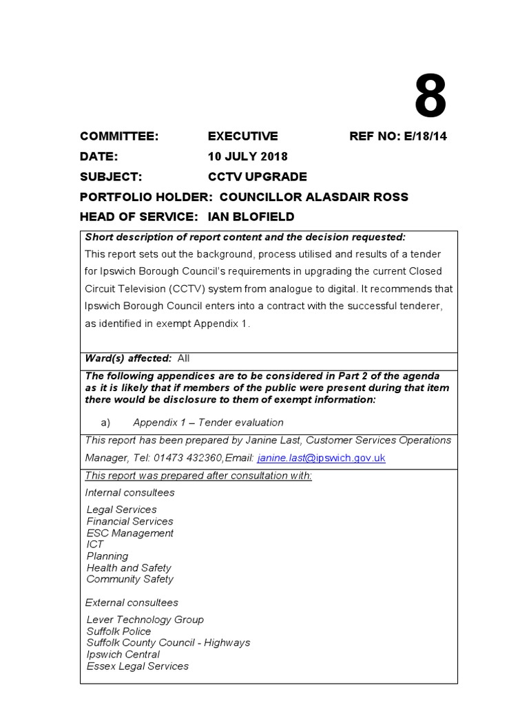 E1814 CCTV Upgrade Tender | PDF | Closed Circuit Television | Equal ...
