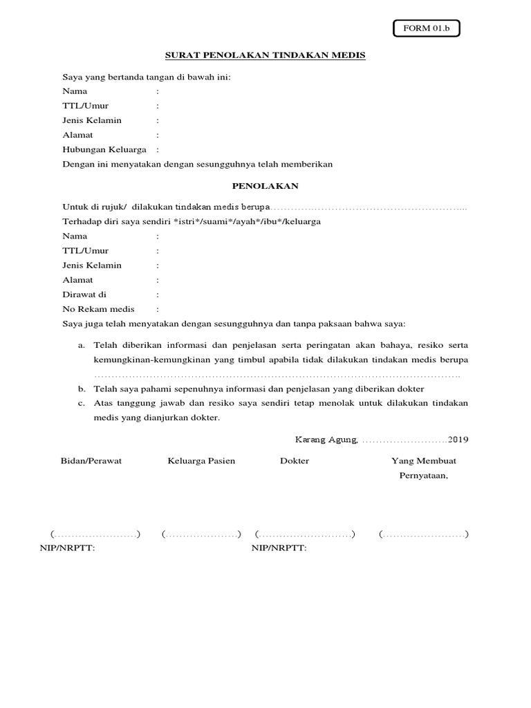 Surat Penolakan Tindakan Medis | PDF