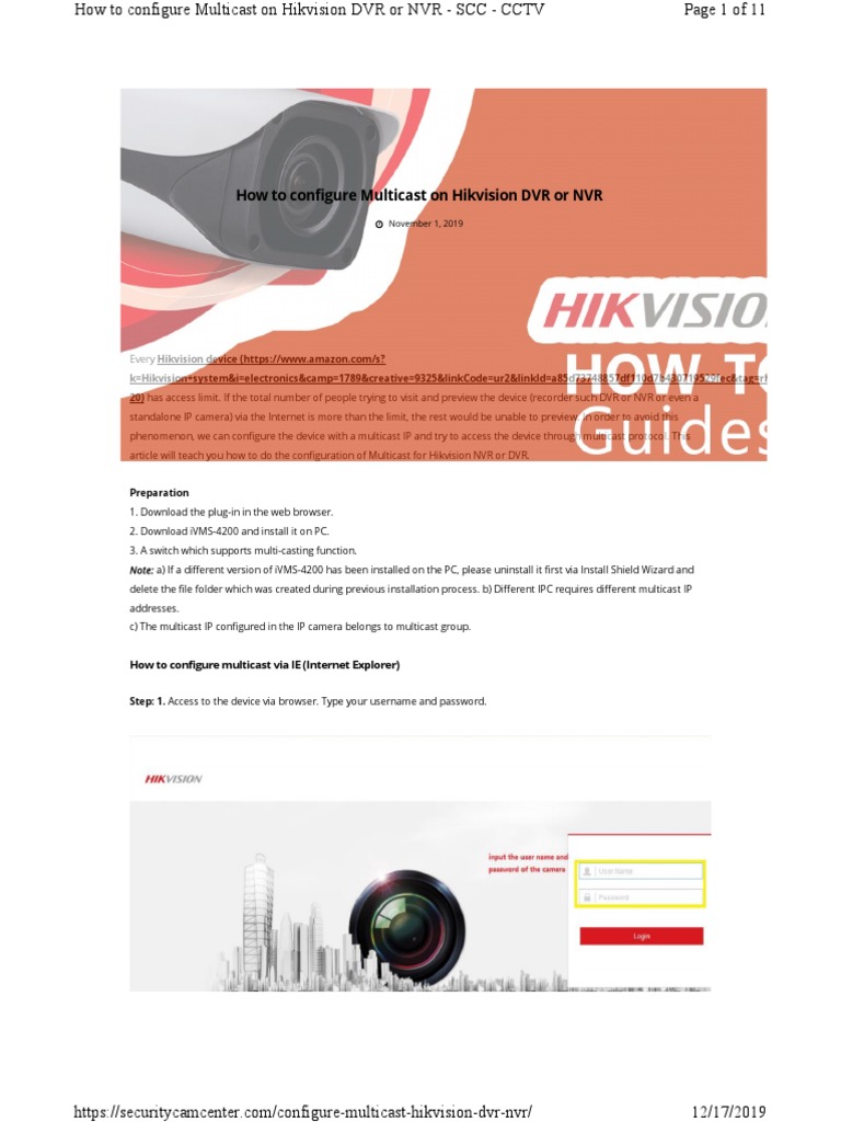 How To Configure Multicast On Hikvision DVR or NVR - SCC - CCTV | PDF ...