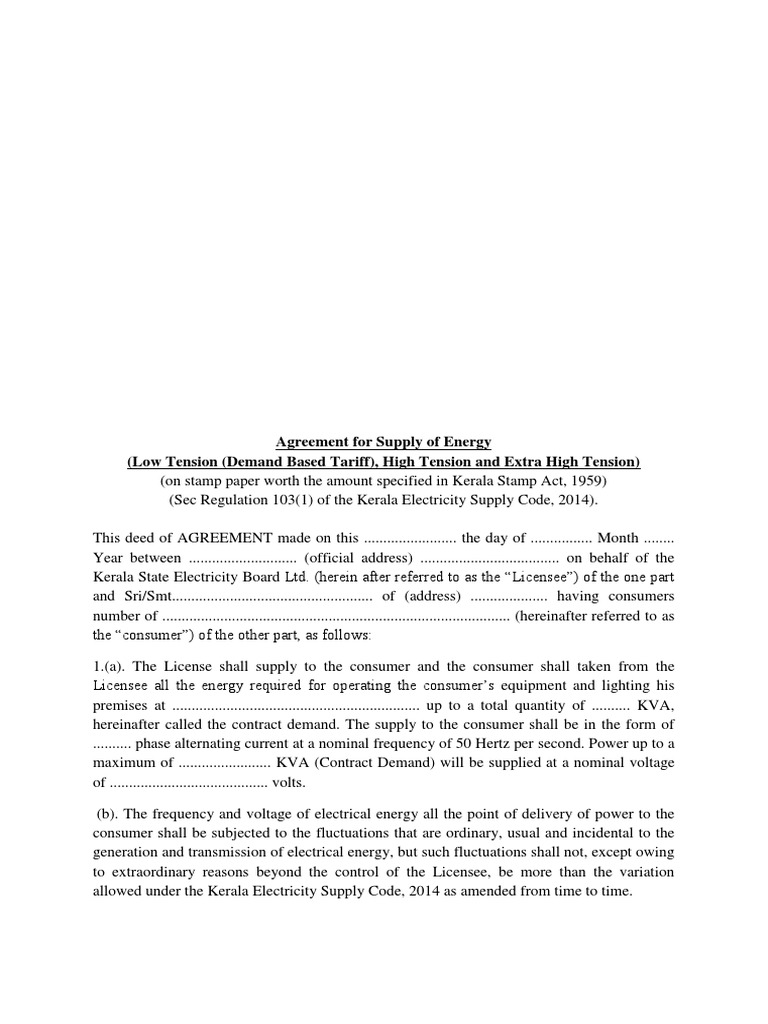 Annexure 13 - New HT Agreement | PDF | High Voltage | Invoice