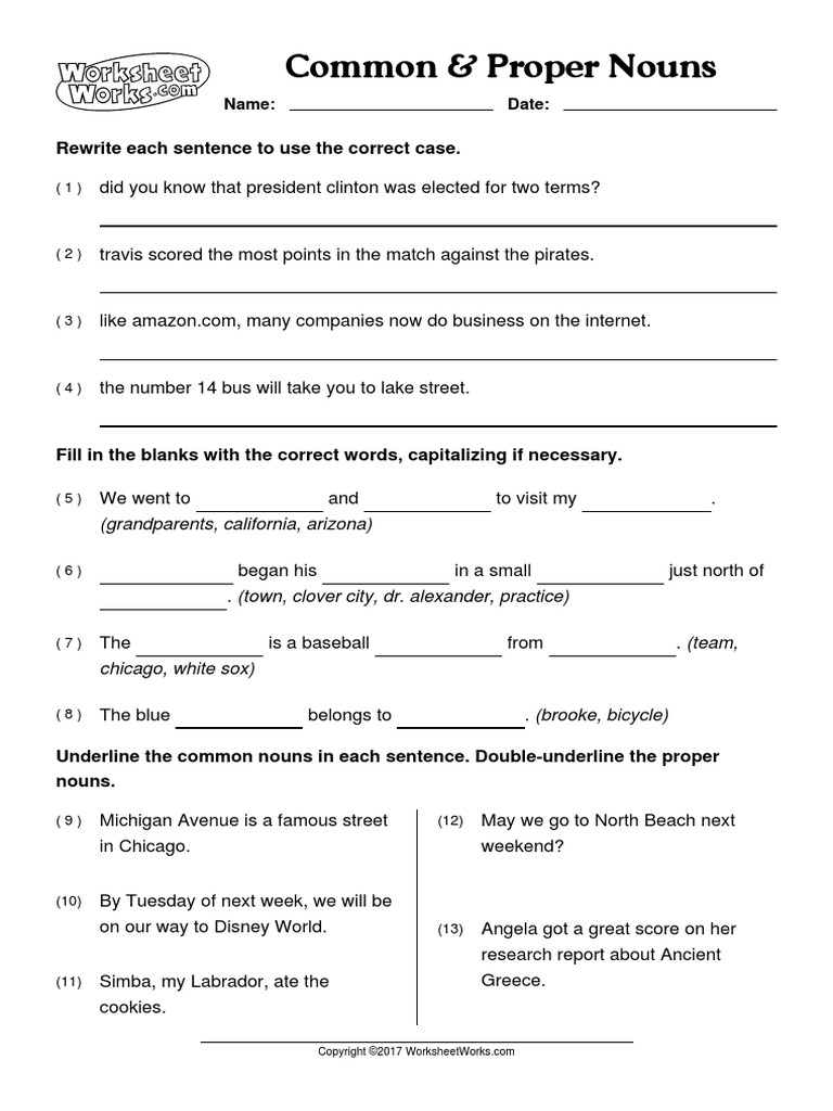 English Level 7 - Common and Proper Nouns | PDF | Linguistic Morphology ...